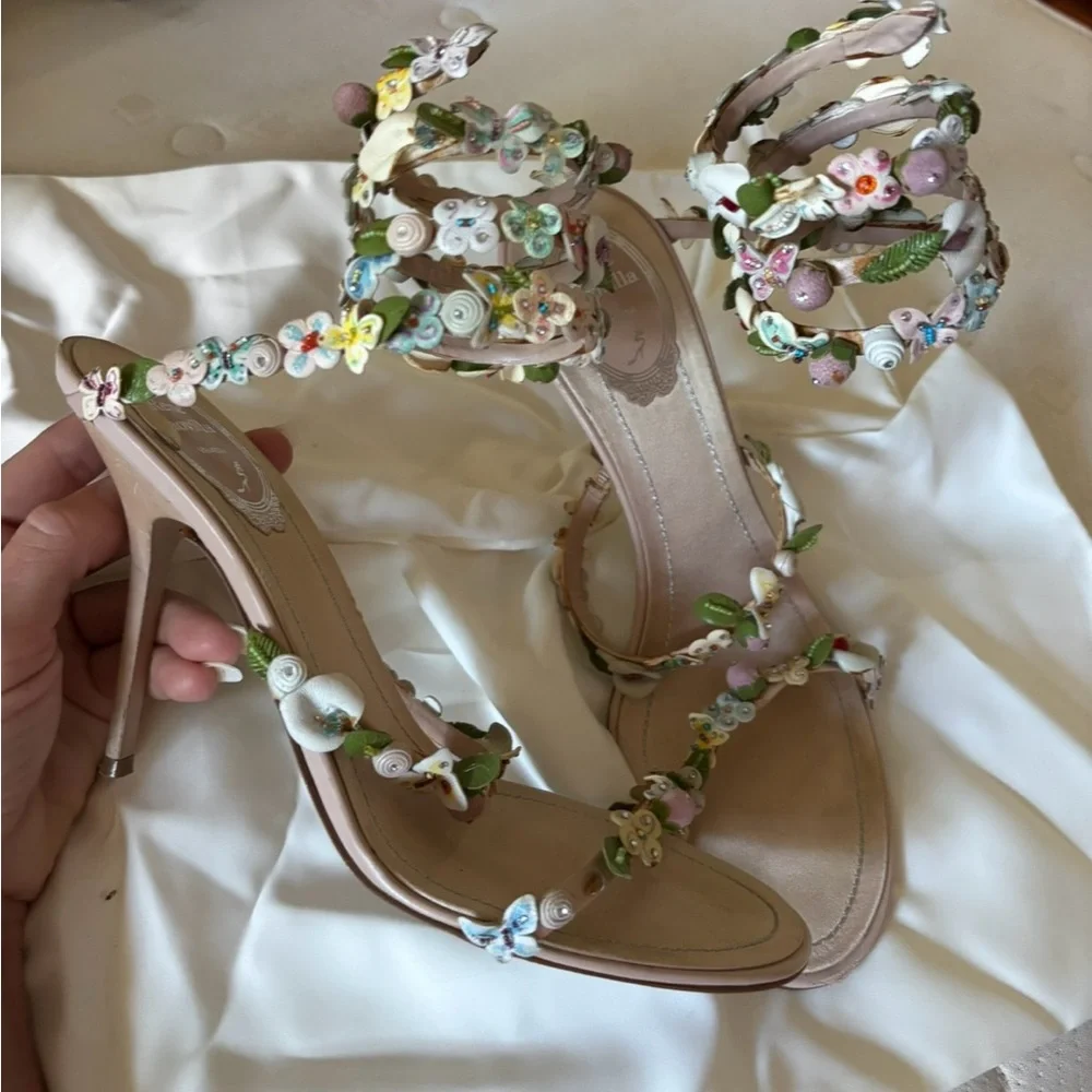 Rene Caovilla | Shoes | Rene Caovilla Floral Wrap Heels | Poshmark